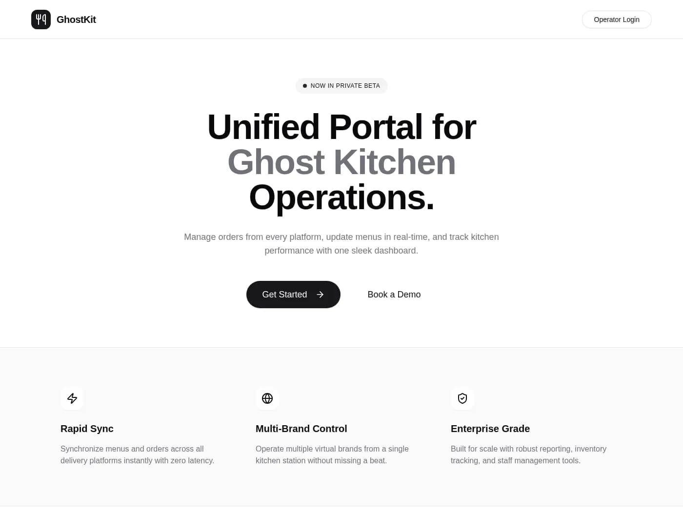 Ghost Kitchen SaaS Portal