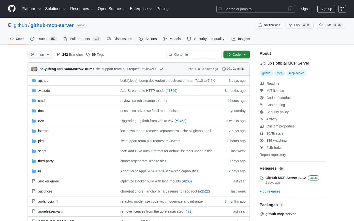 GitHub MCP Server repository — official GitHub MCP for pull requests, issues, and repository management