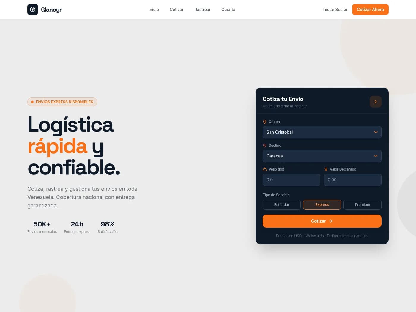 Glancyr Logistics UI