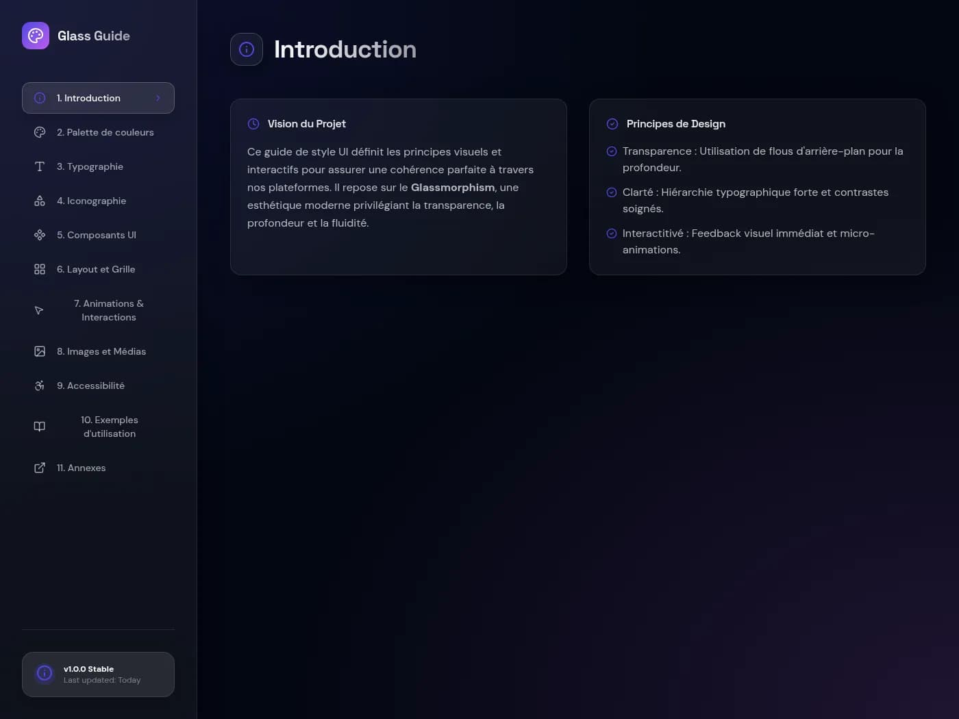 Glassmorphism UI Style Guide