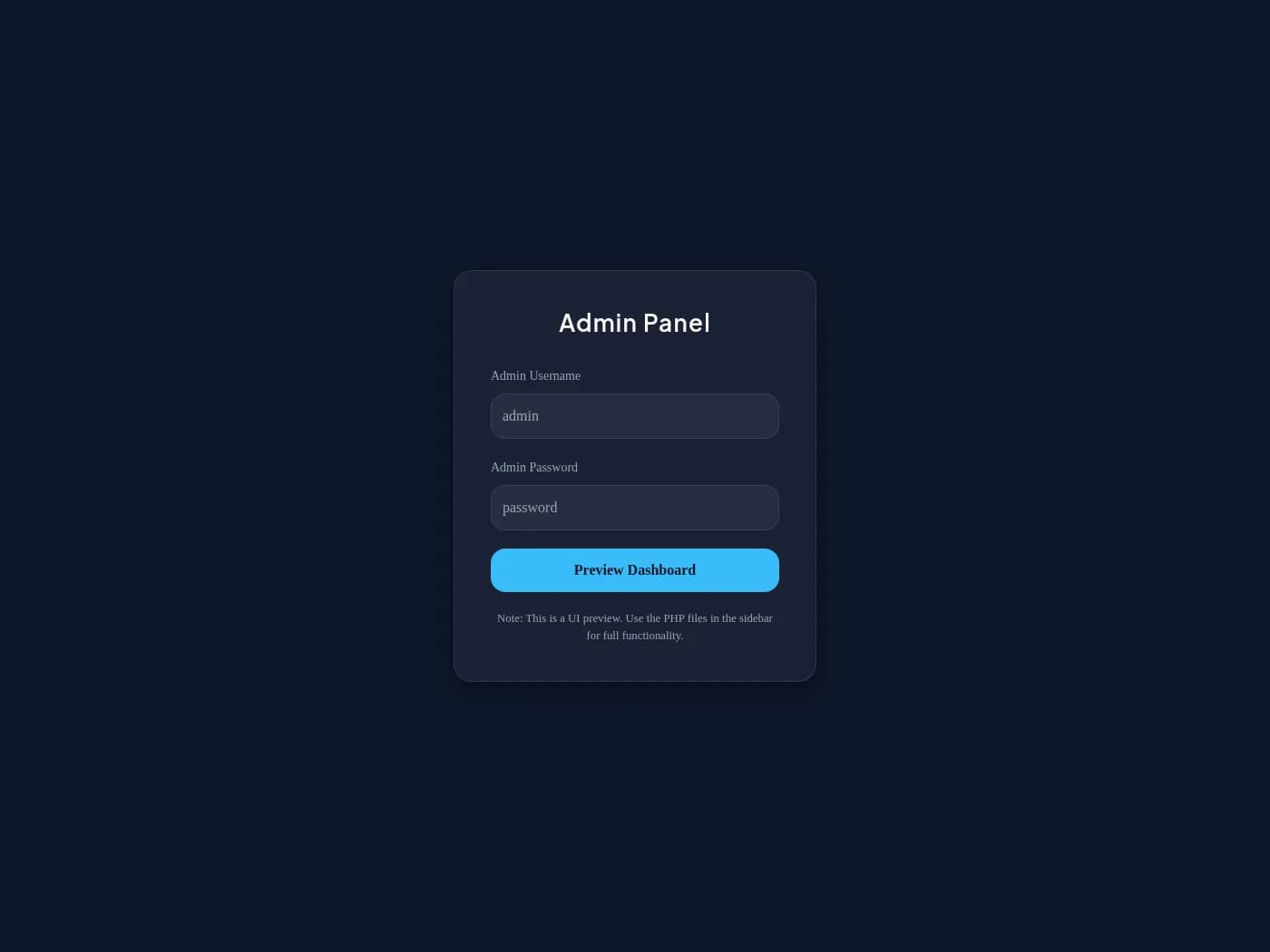 GlassAdmin PHP Panel