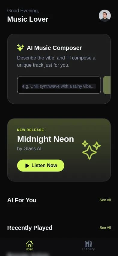 GlassAI Music Player