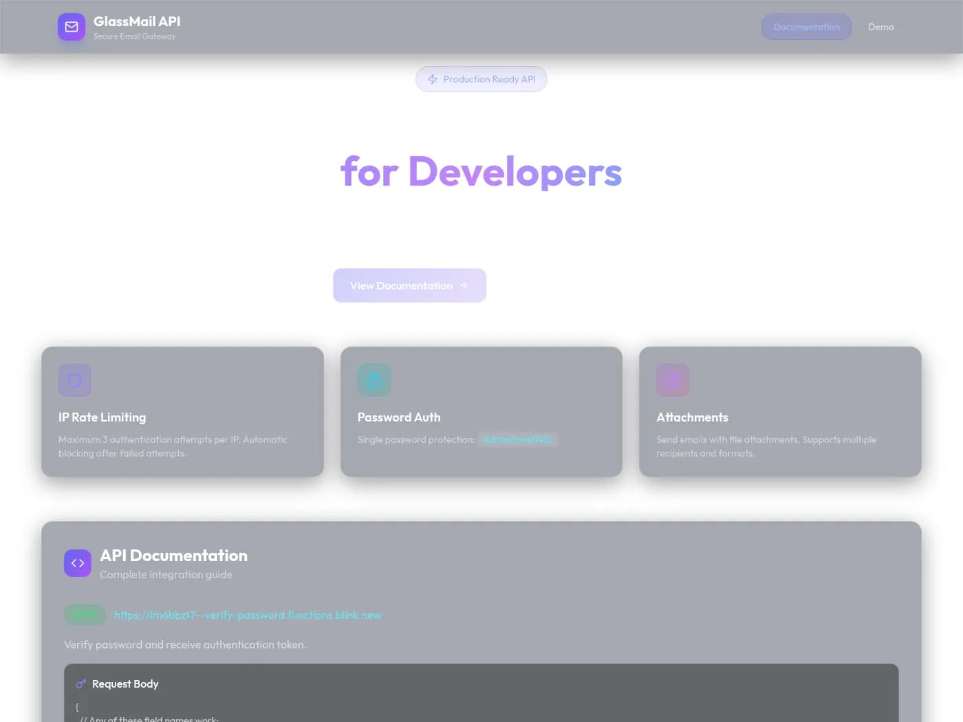 GlassMail API Portal