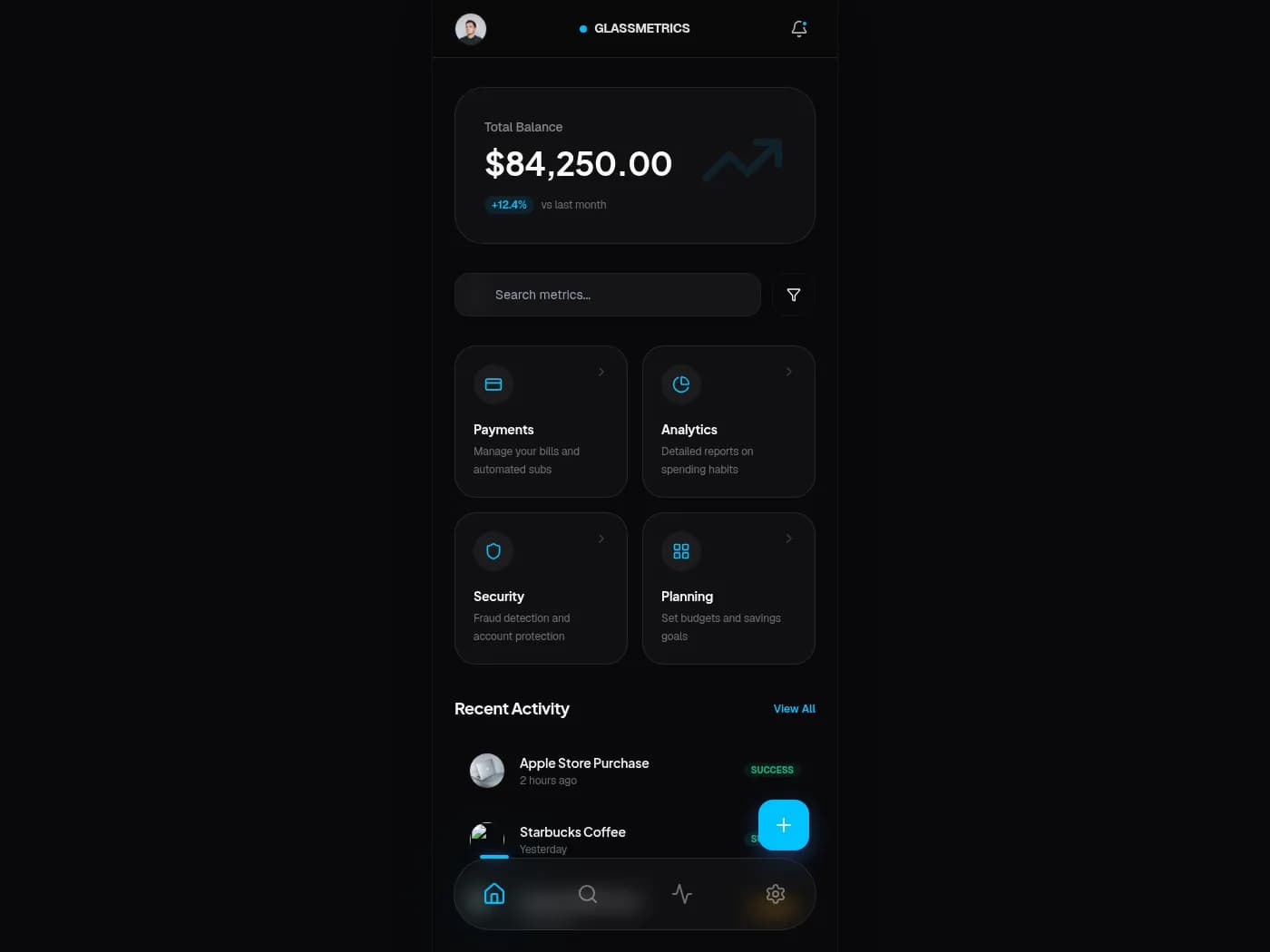 GlassMetrics Dashboard