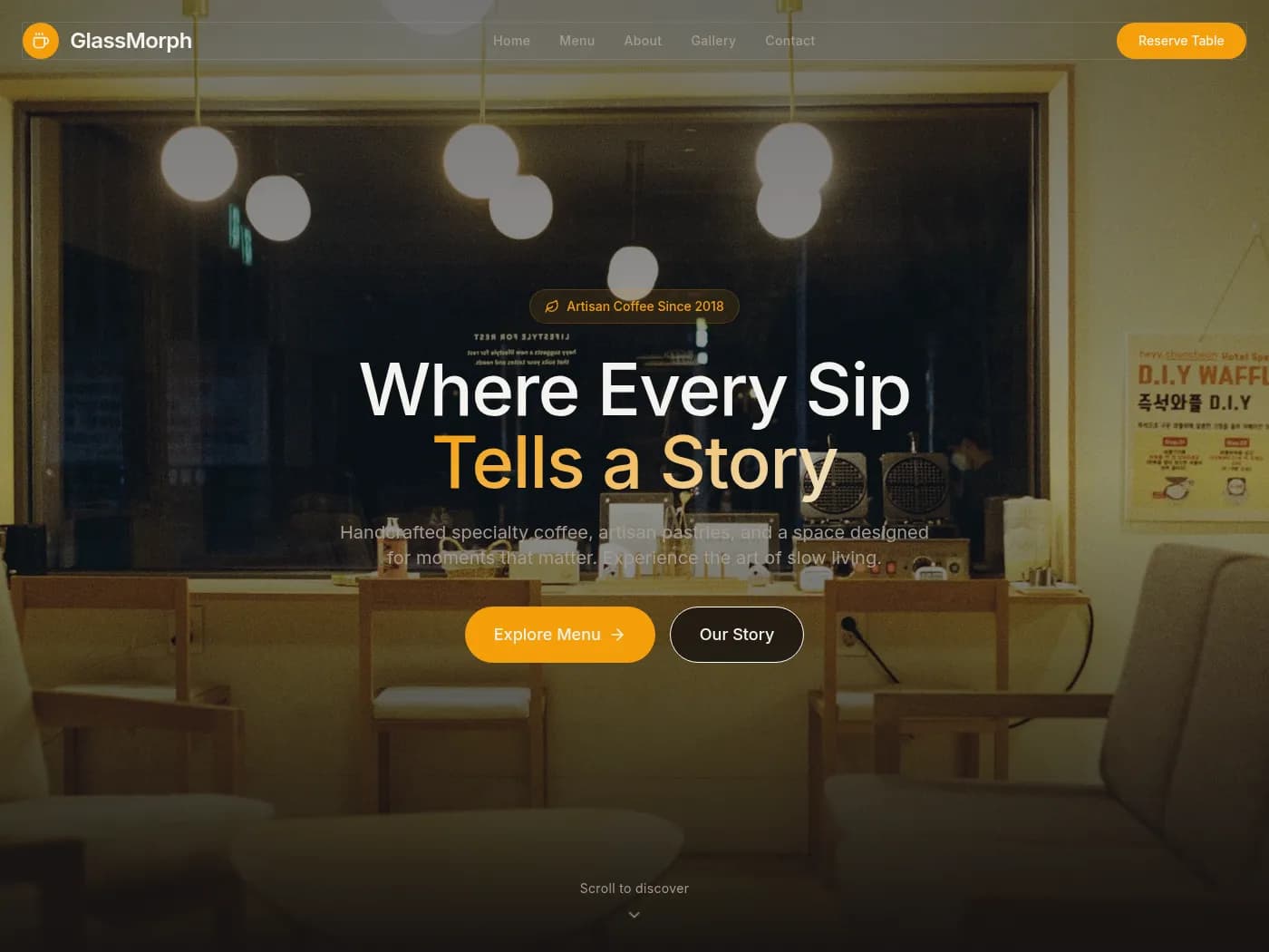 GlassMorph Café Website