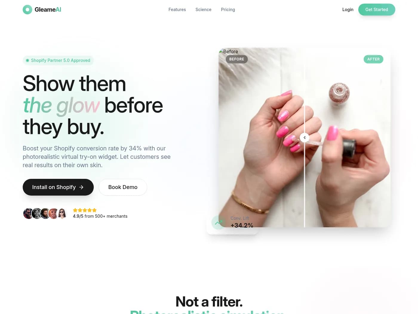 Gleame AI Landing & Widget
