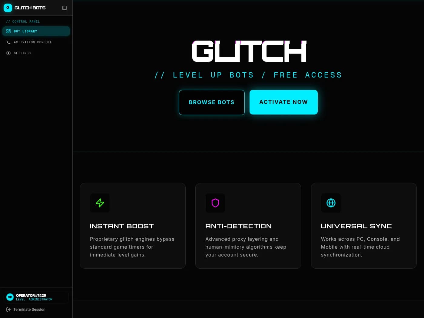 Glitch Level Up Bots