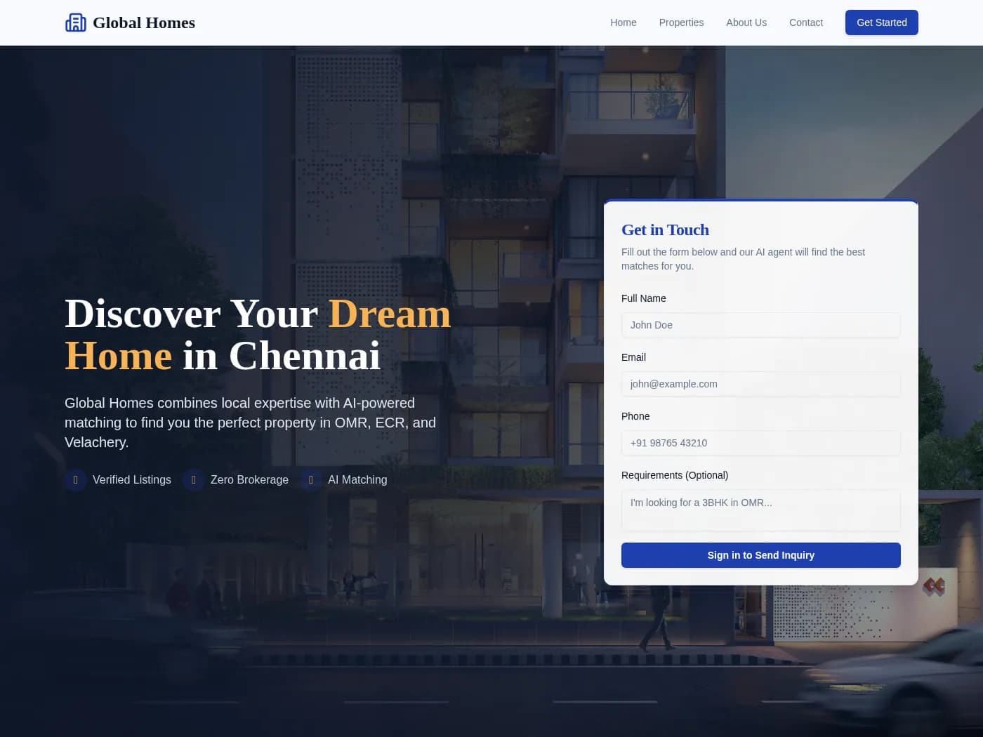 Global Homes AI Landing
