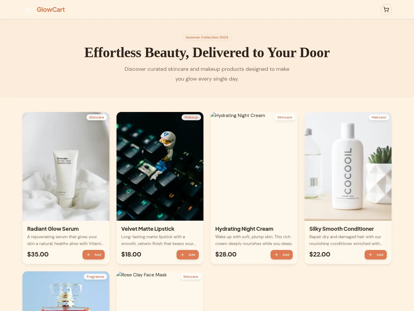 GlowCart Online Beauty Shop