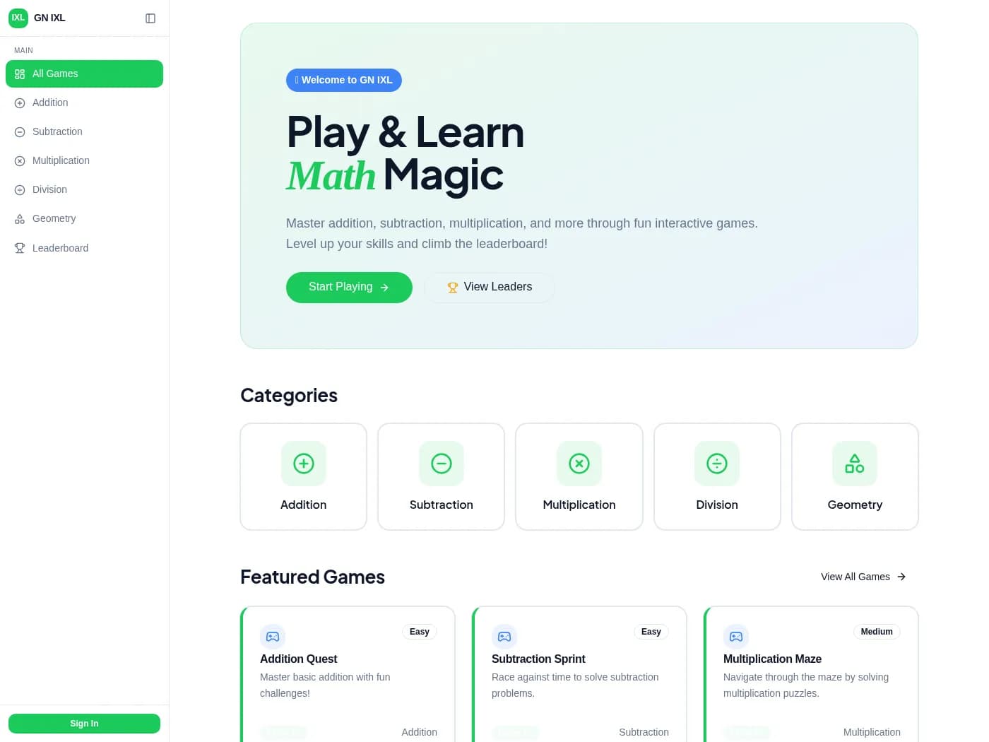 GN IXL Game Site