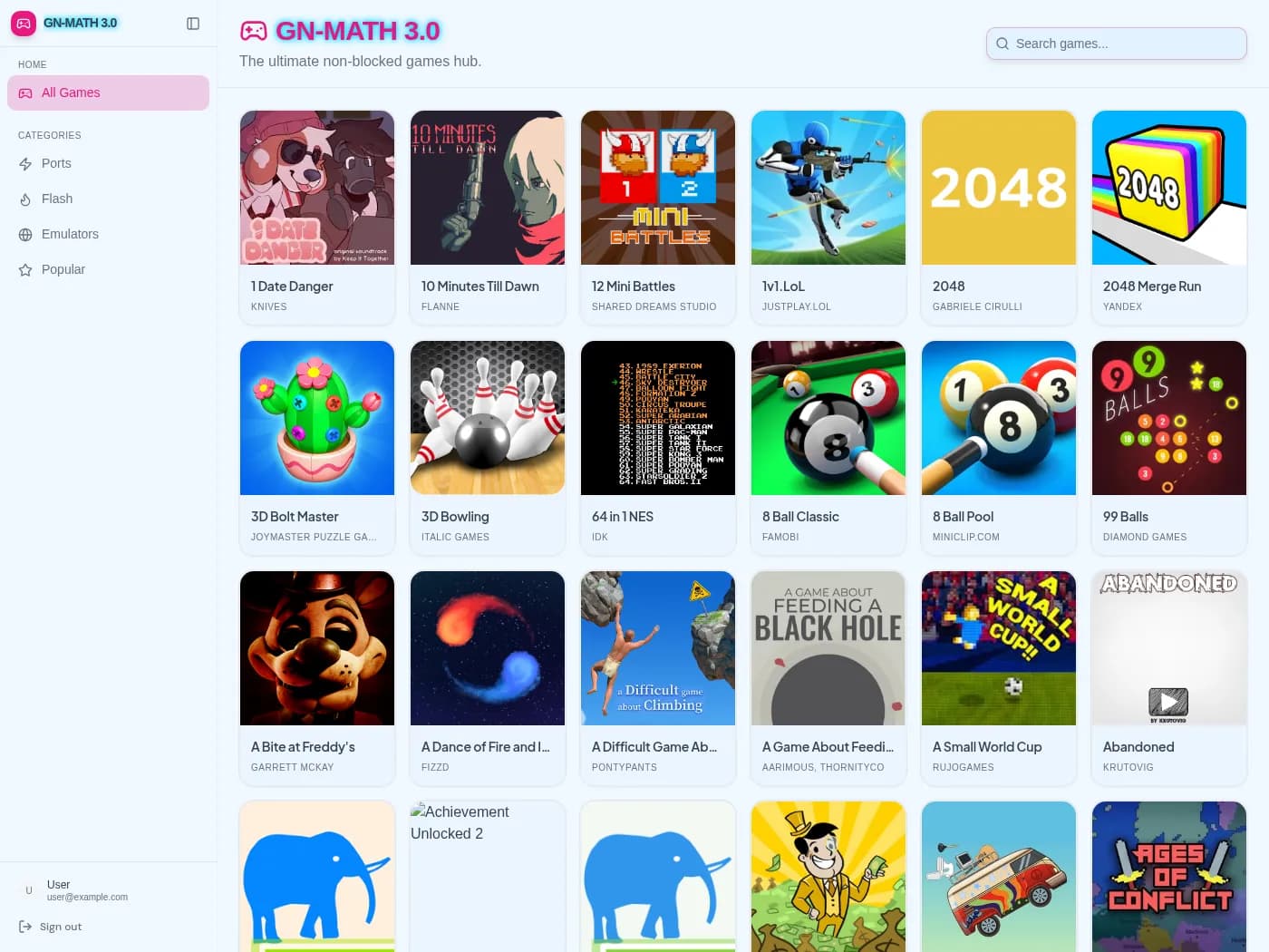 GN-Math 3.0 Games Hub
