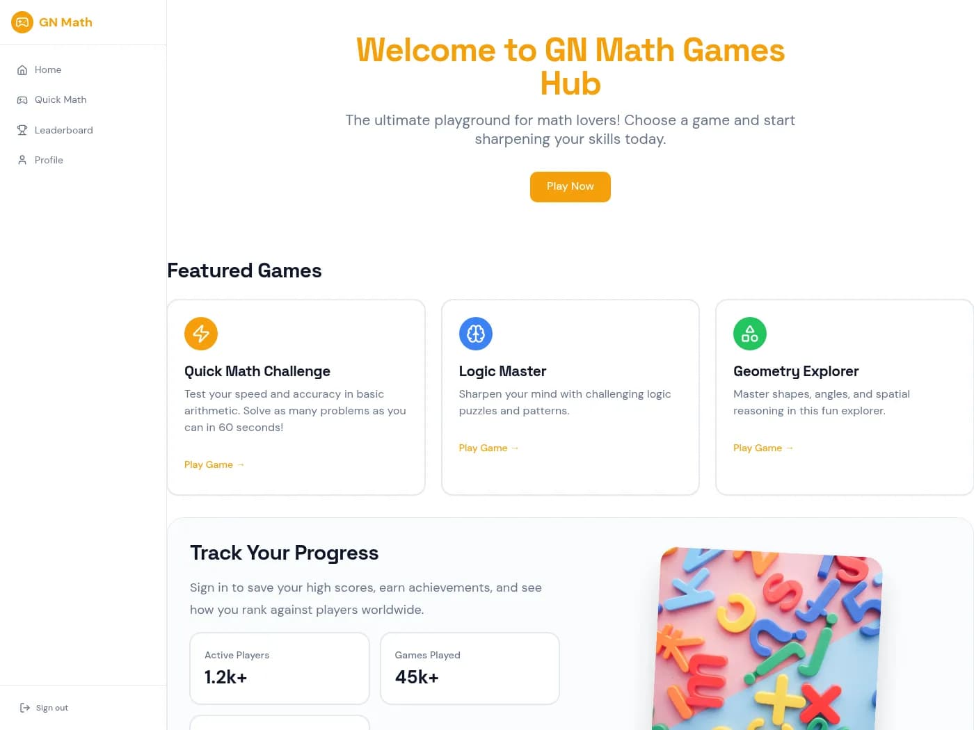 GN Math Games Hub
