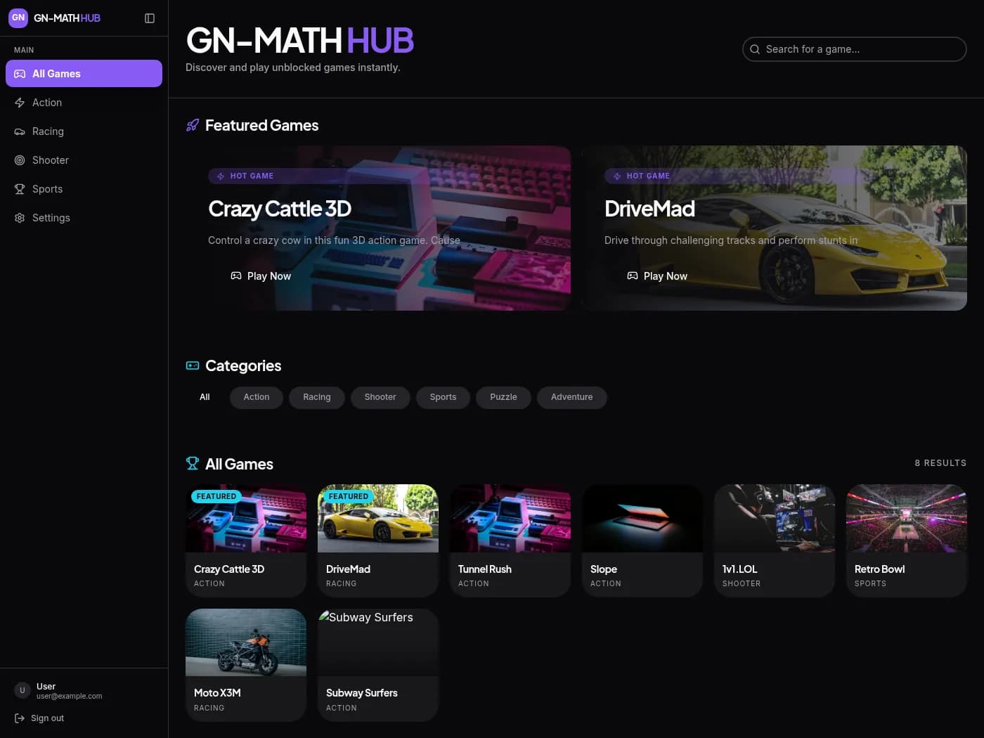 GN-Math Gaming Hub