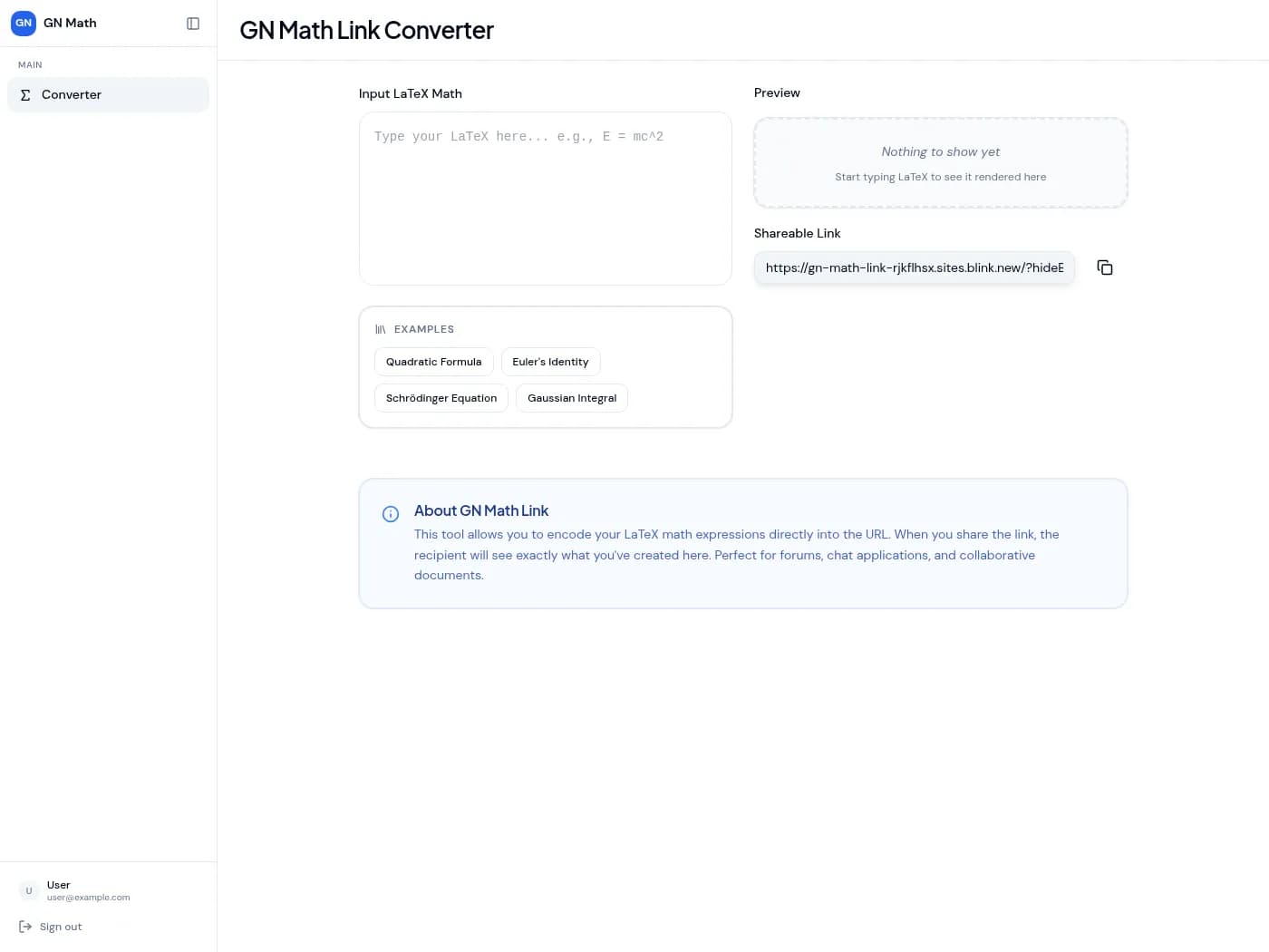 GN Math Link Converter