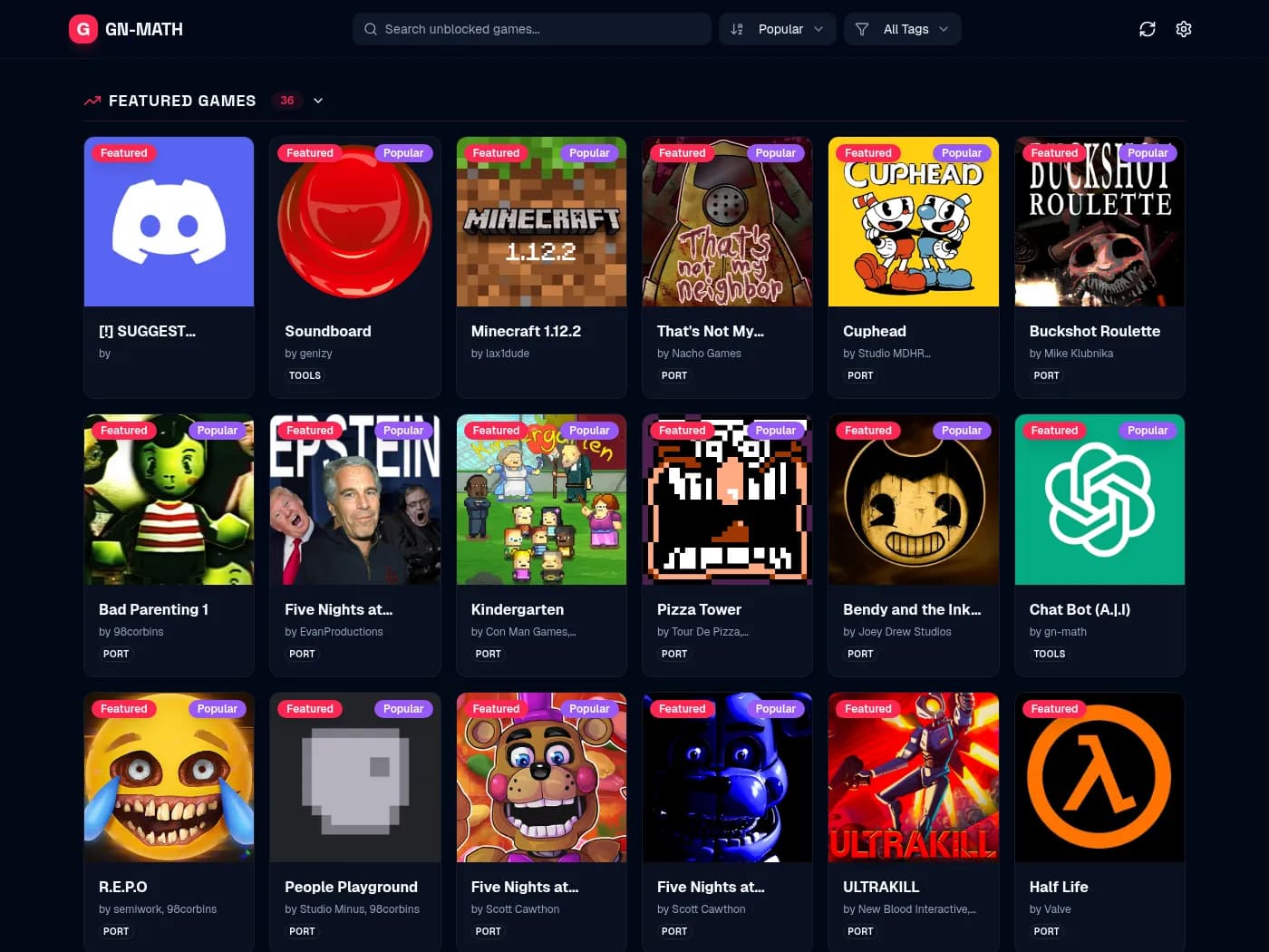 GN-Math Games Portal