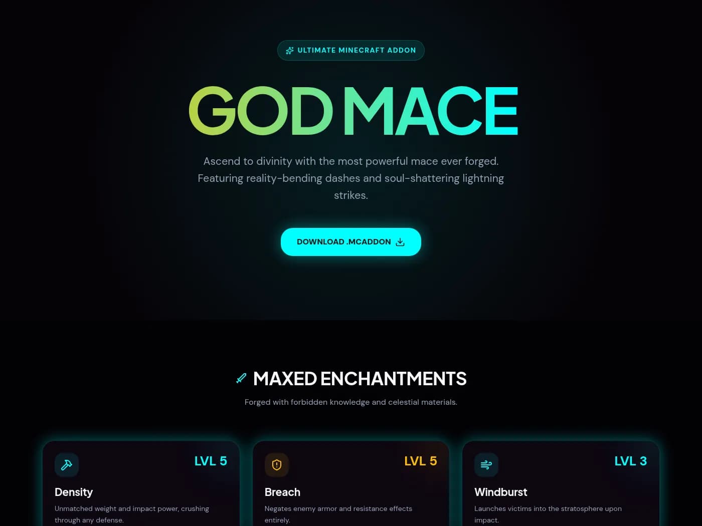 God Mace Minecraft Addon