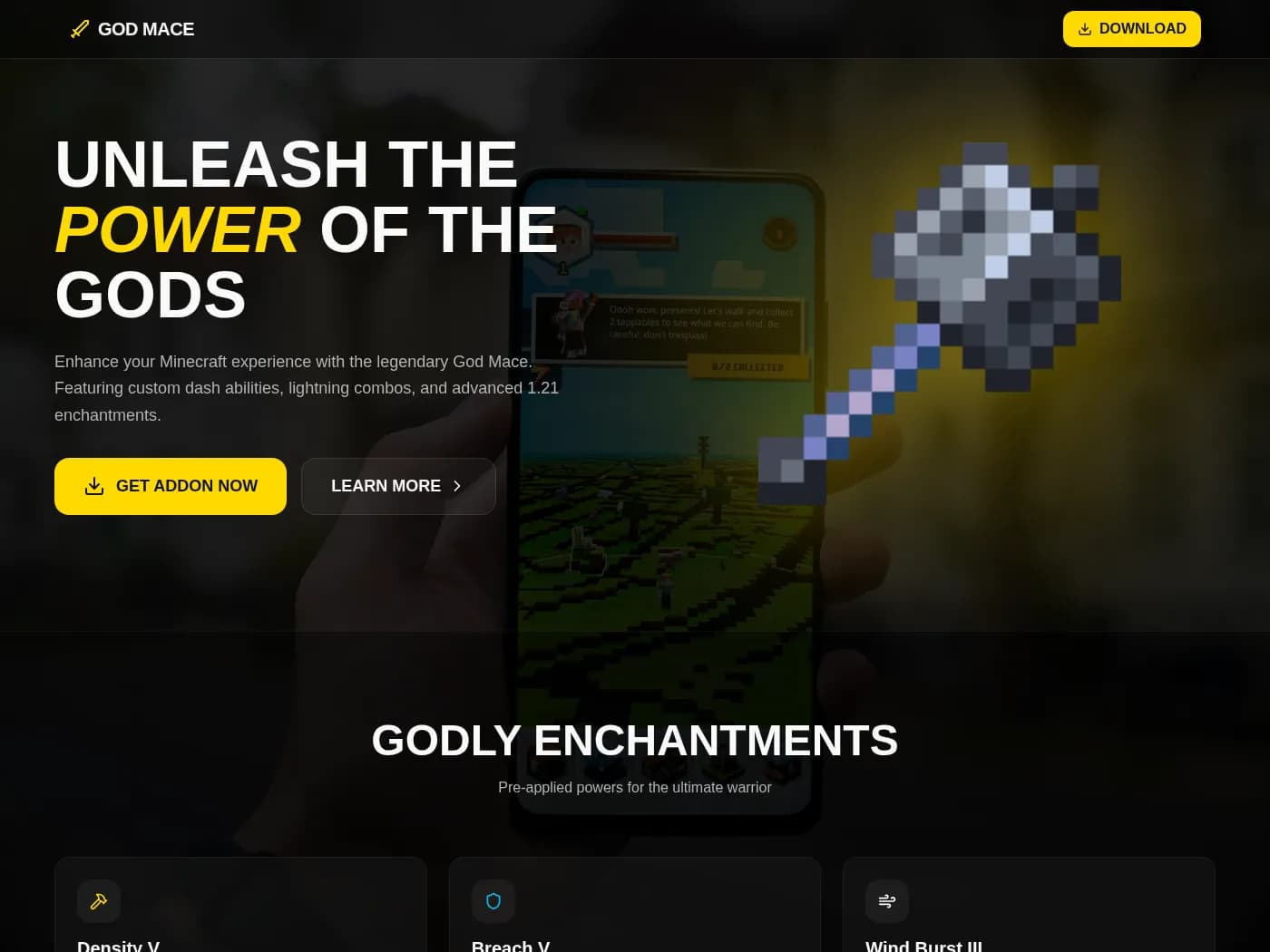 God Mace Minecraft Addon