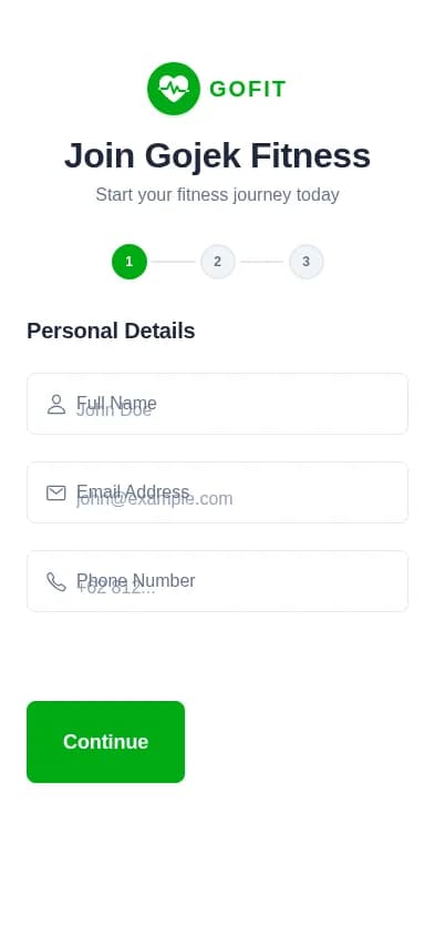 Gojek Fitness Signup