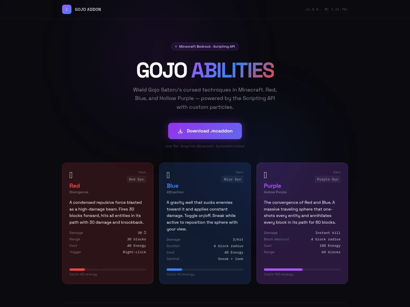 Gojo Abilities Addon