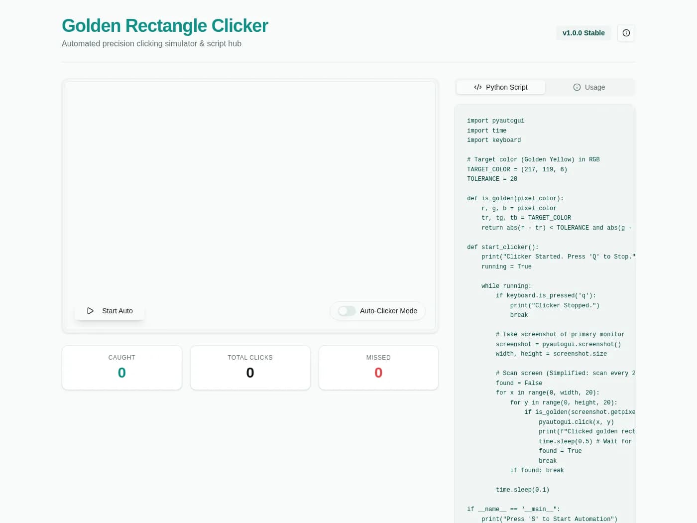 Golden Rectangle Clicker