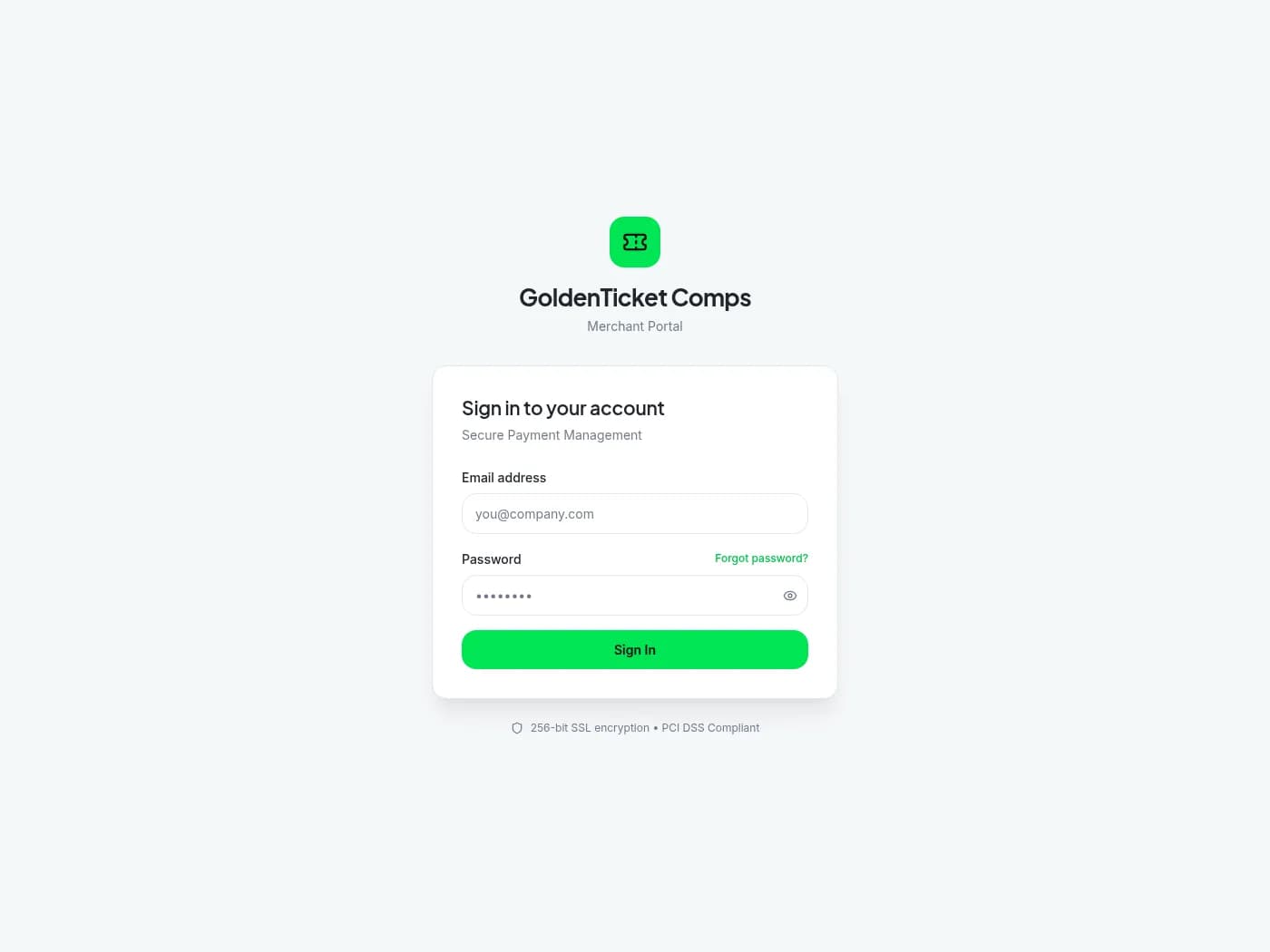 GoldenTicket Merchant Portal