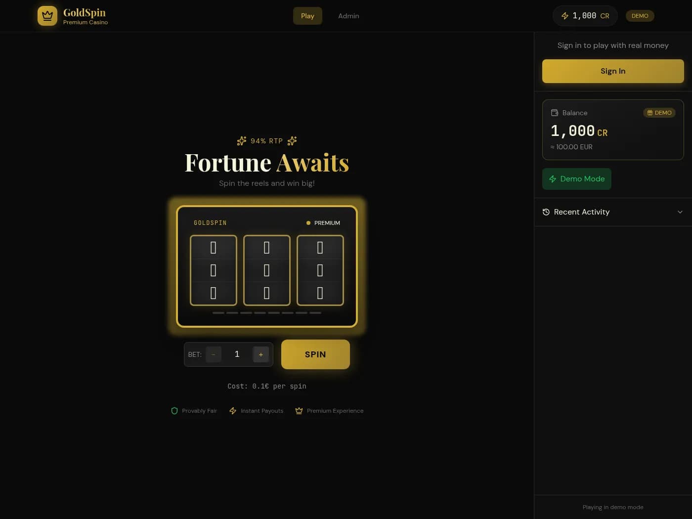 GoldSpin Casino Platform