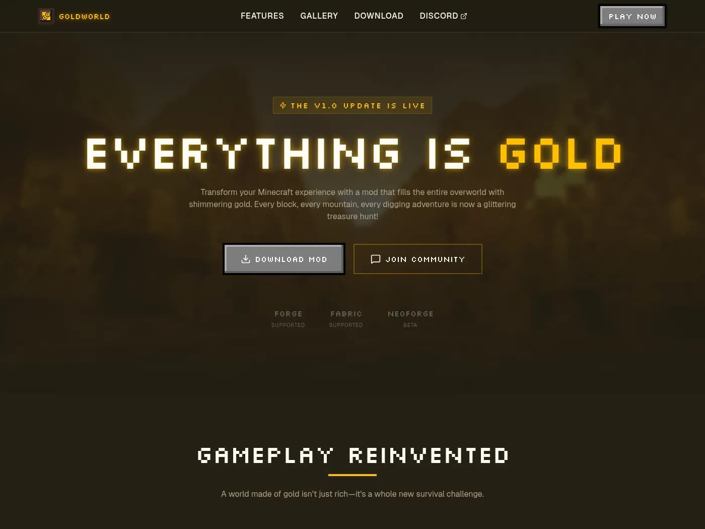 GoldWorld Minecraft Mod