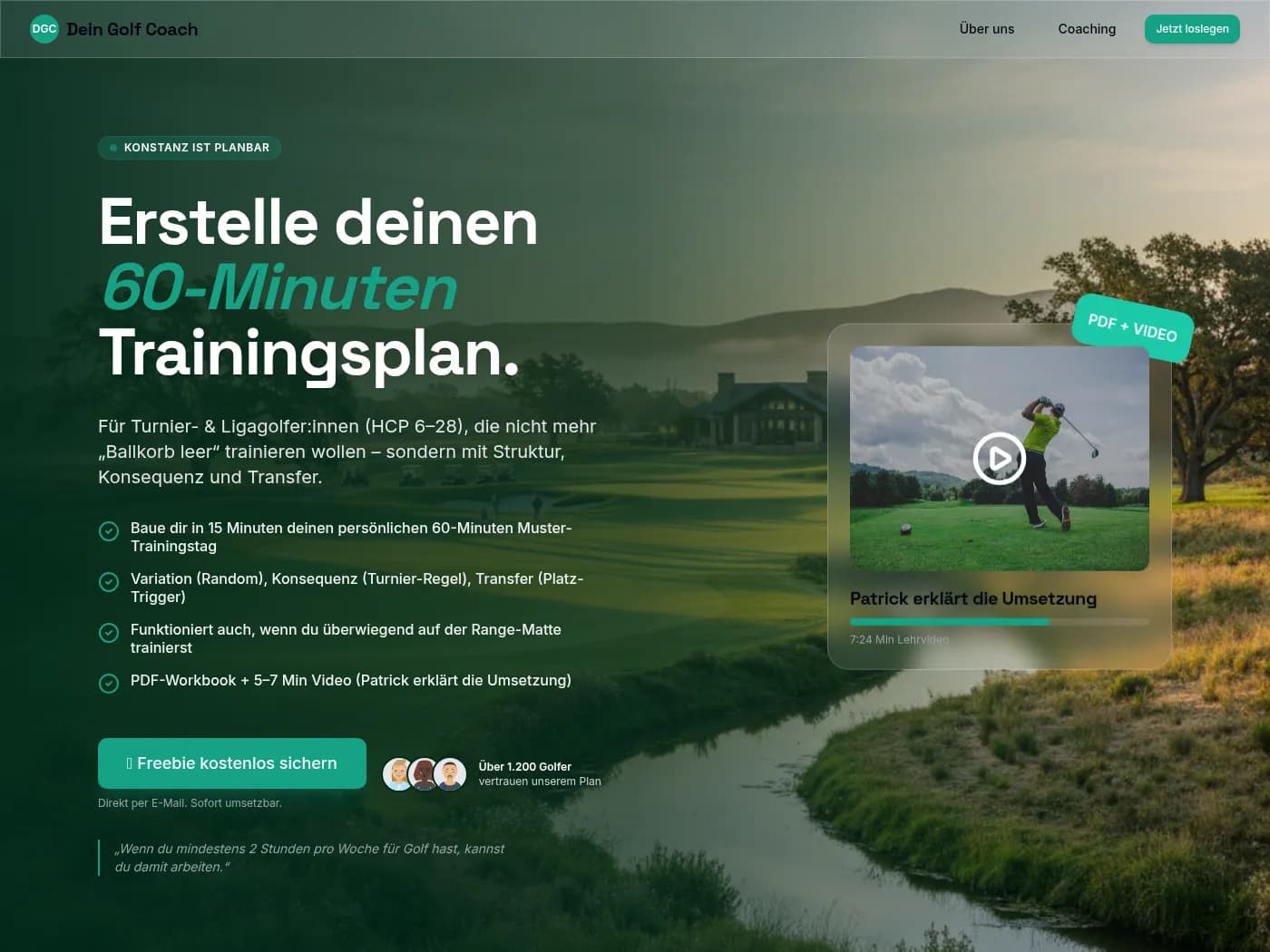 Dein Golf Coach Landing
