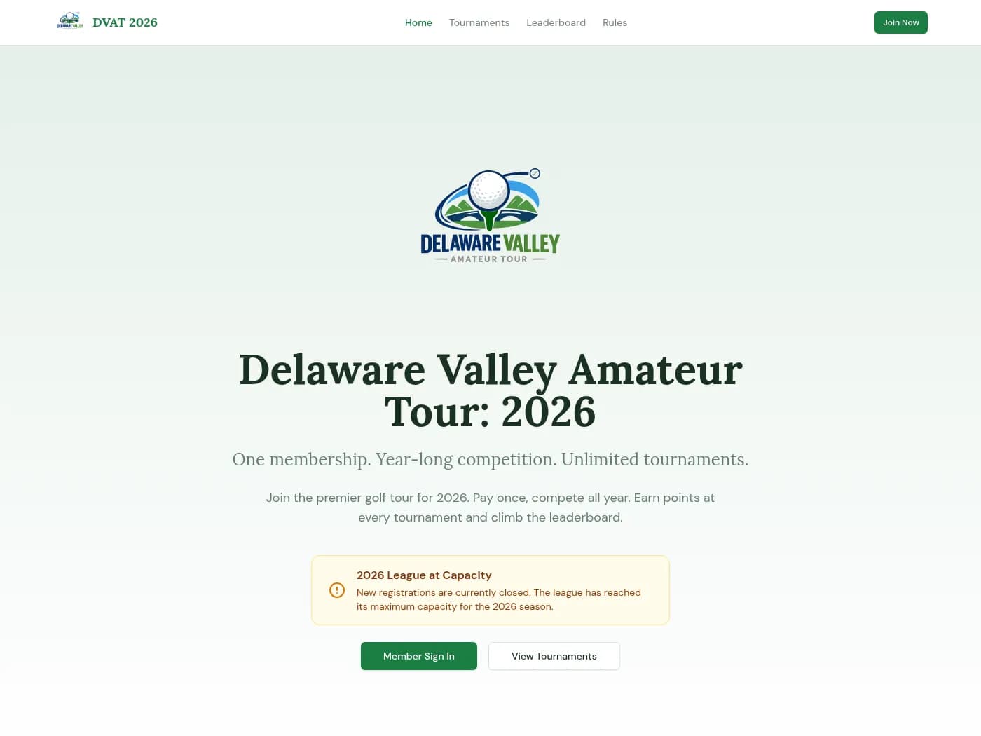 Golf Tour 2026 Portal