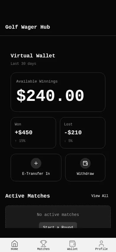 Golf Game Wager Hub