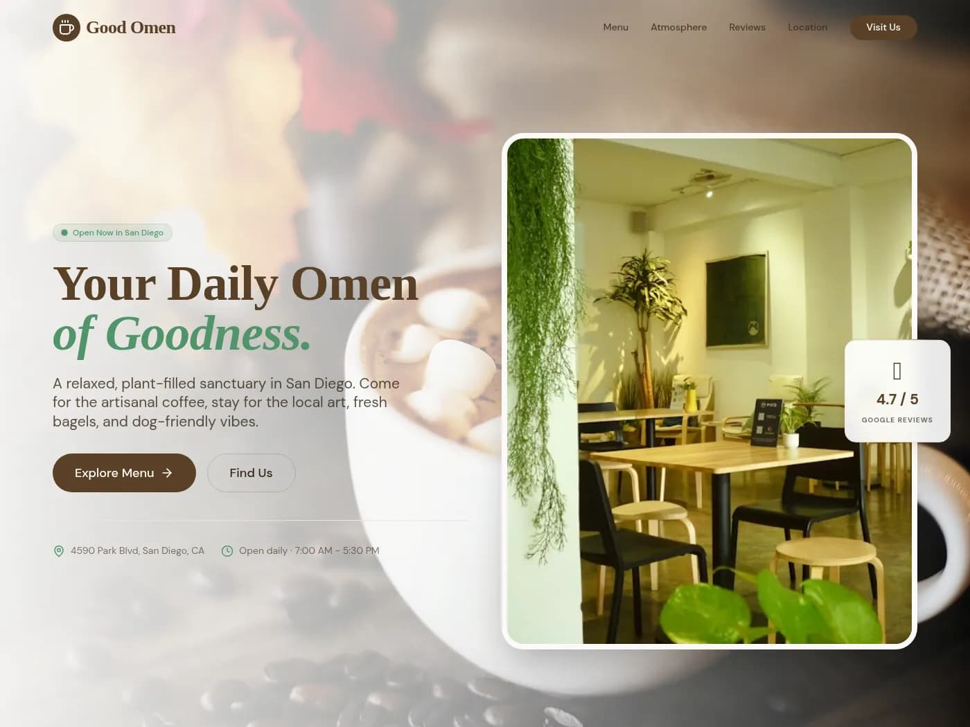 Good Omen Cafe Site