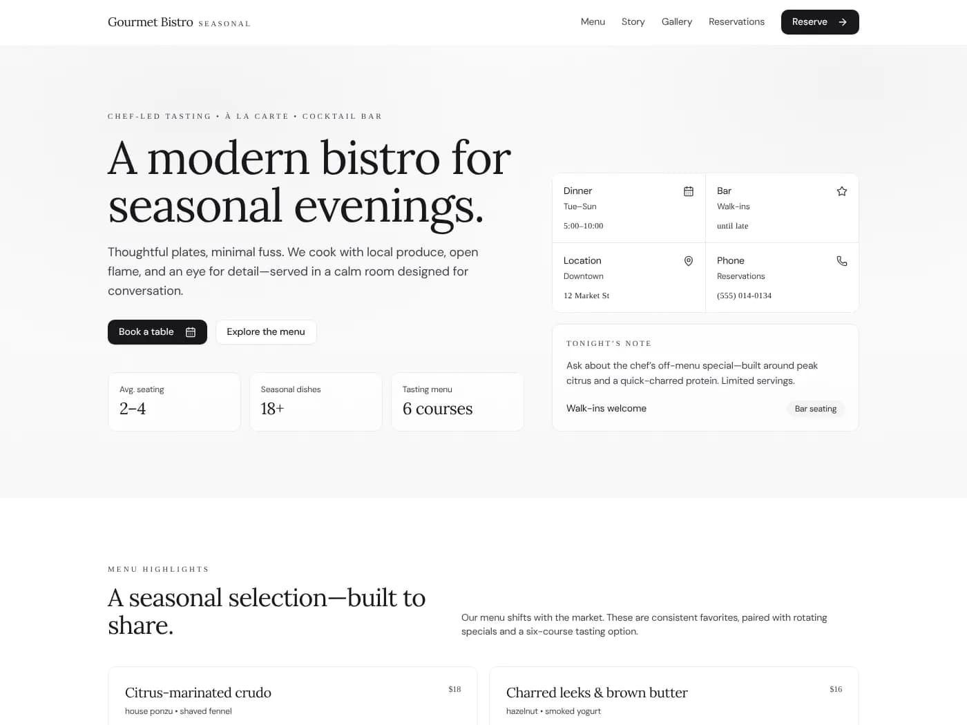 Gourmet Bistro Website