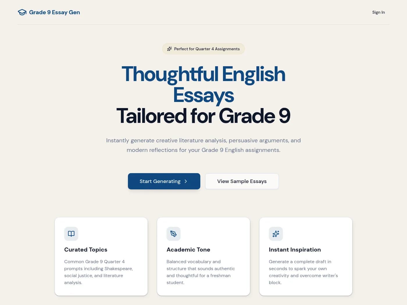 Grade 9 Essay Generator
