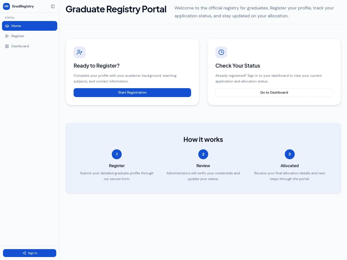 Graduate Registry Portal
