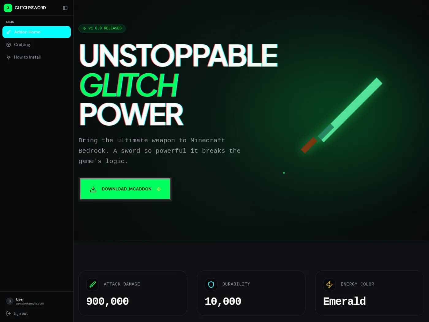 Glitchy Green Energy Sword