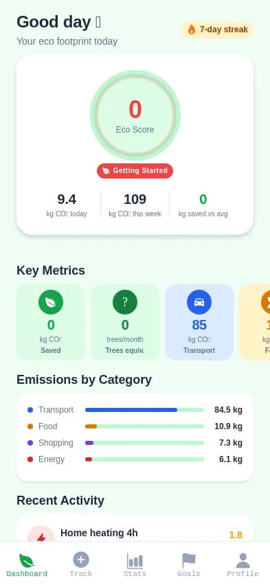 EcoTrack Lifestyle App