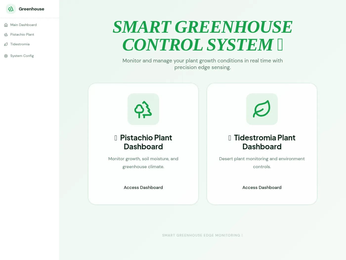 Smart Greenhouse Dashboard