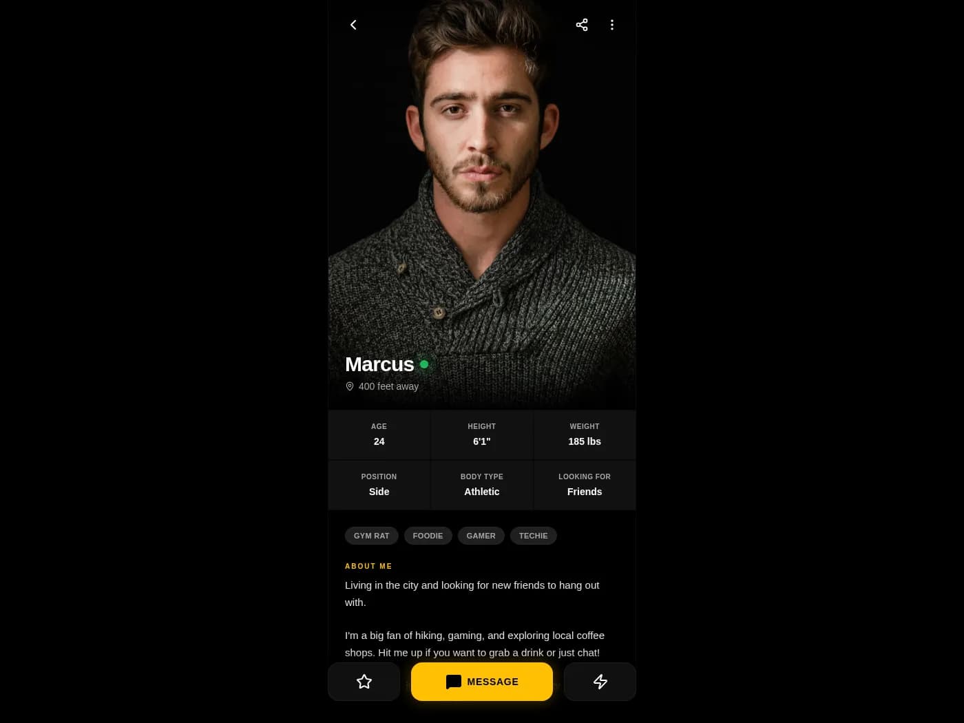 GrindrFindr Profile Page