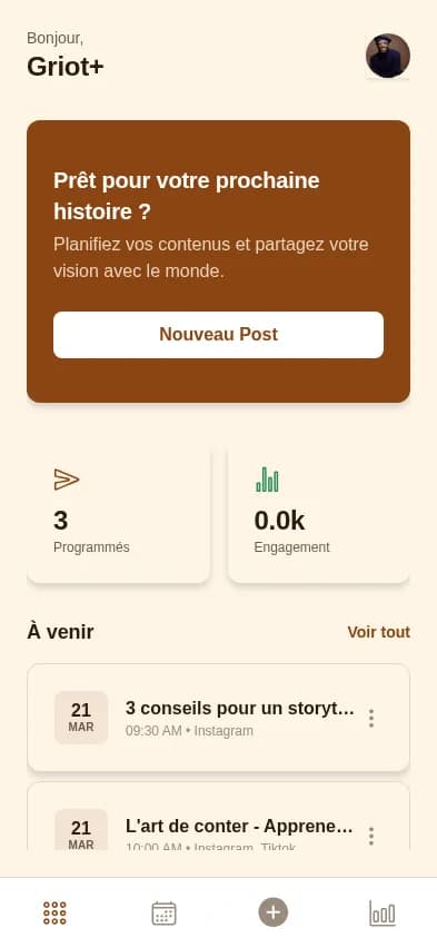 Griot+ Social Scheduler