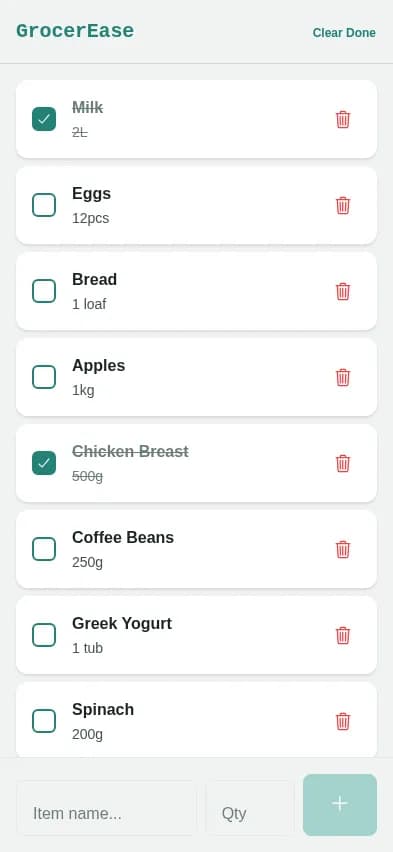 GrocerEase Tracker