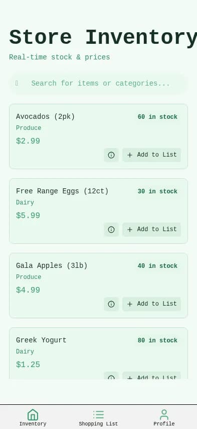 Grocery Store Live App