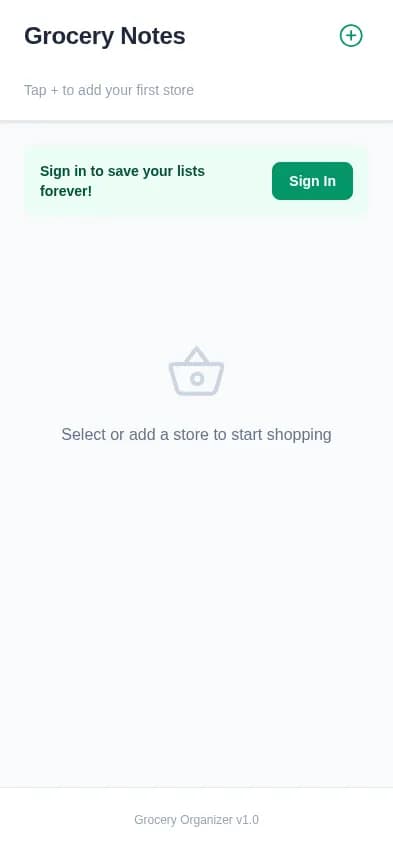 Grocery Notes Organizer