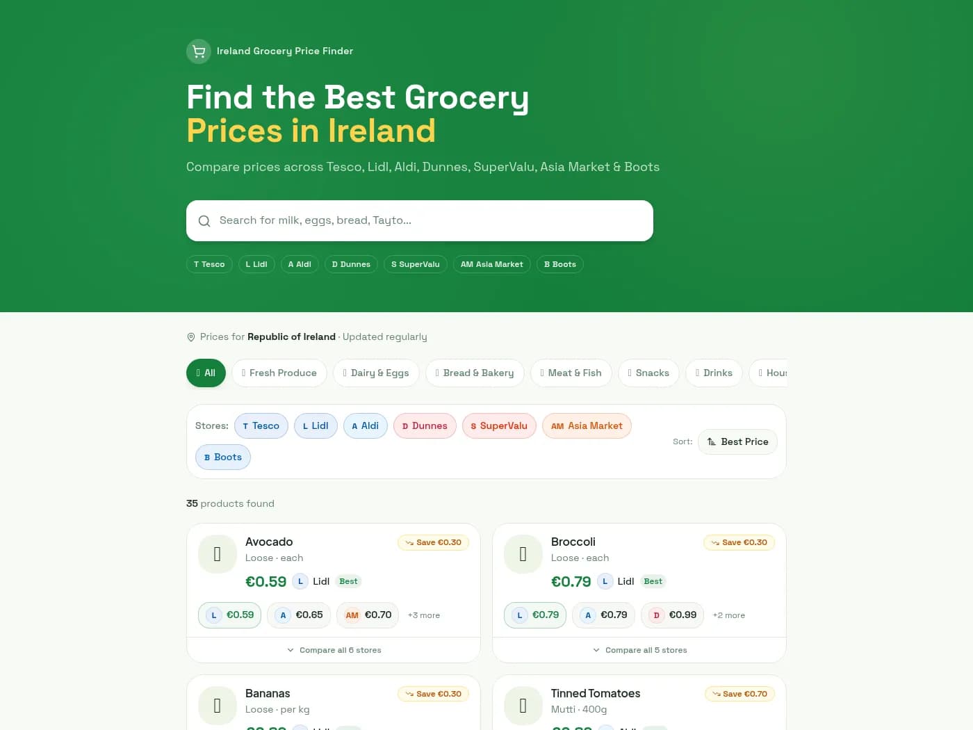 Ireland Grocery Price Finder