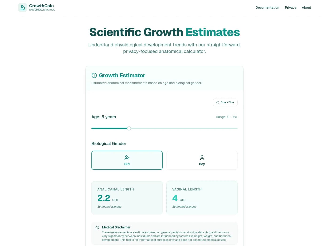 Growth Calculator Web Tool