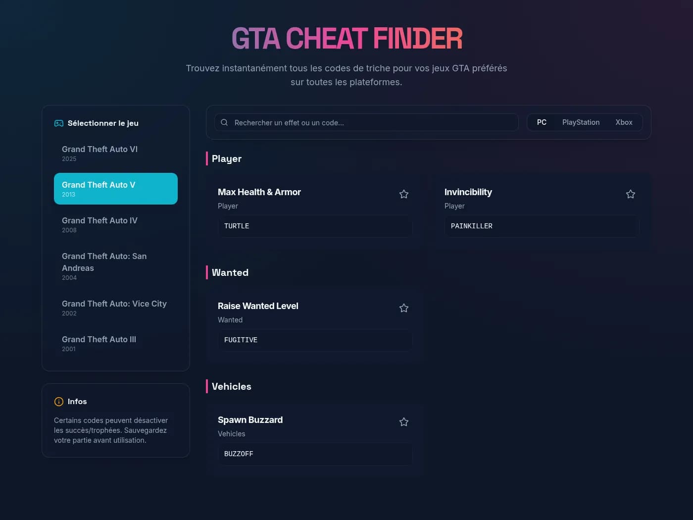 GTA Cheat Code Finder