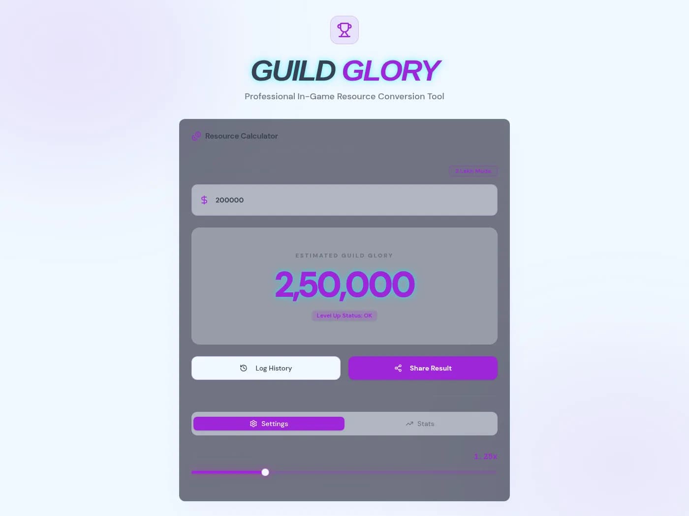 Guild Glory Calculator