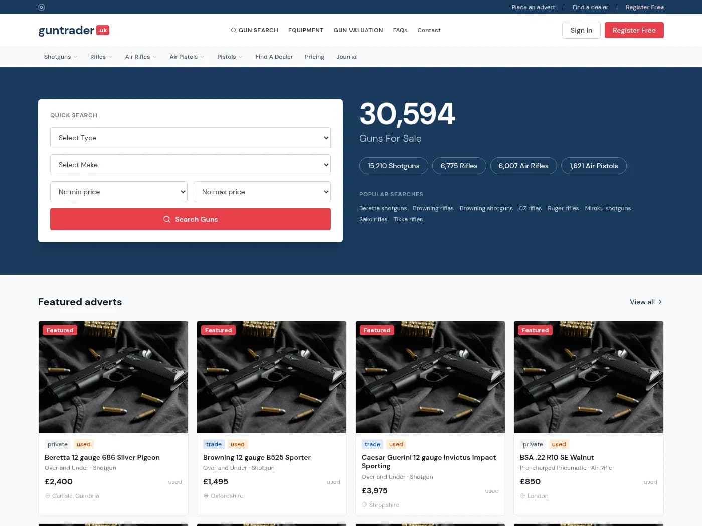 GunTrader Web Clone