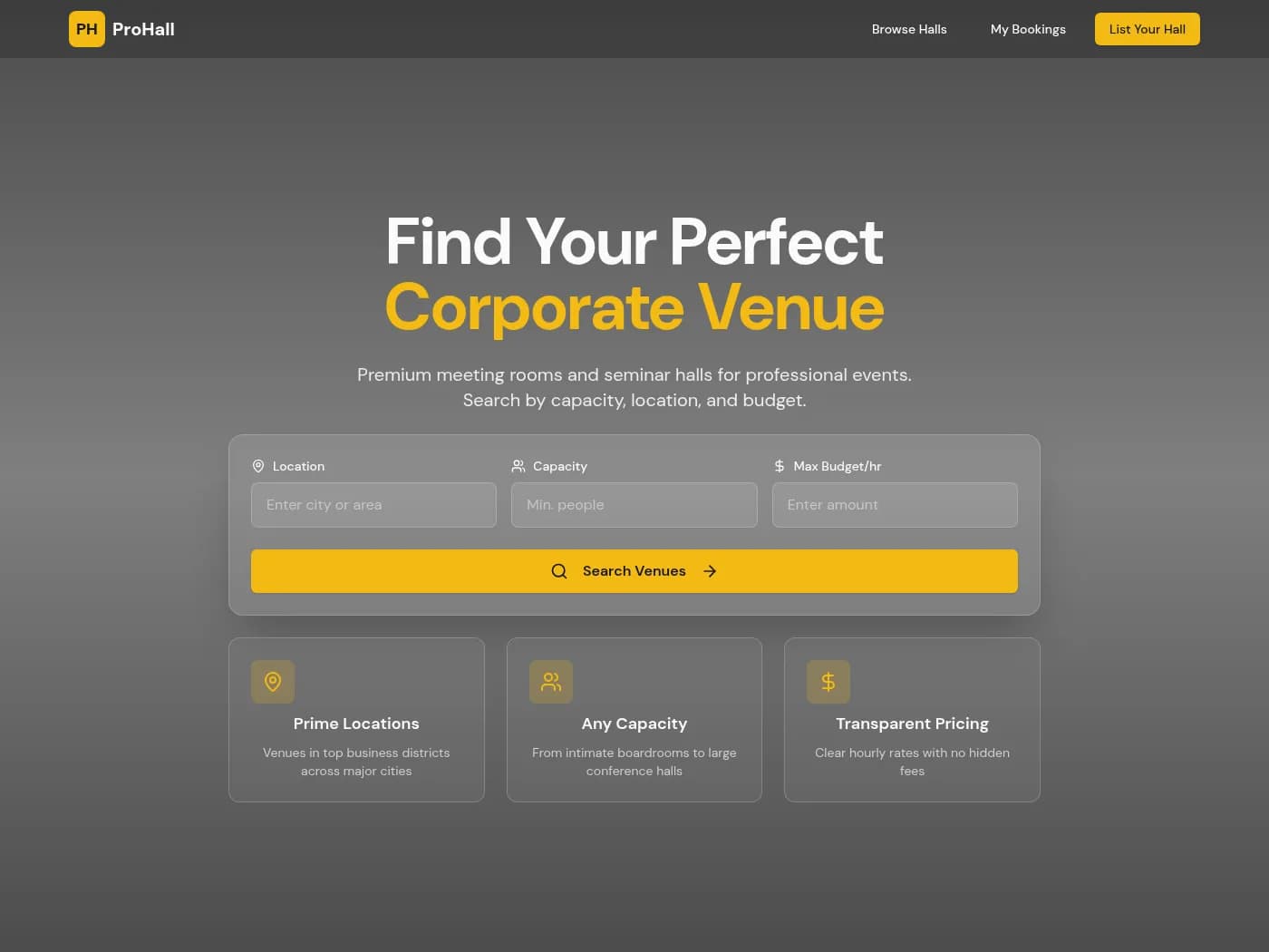 ProHall Booking Portal