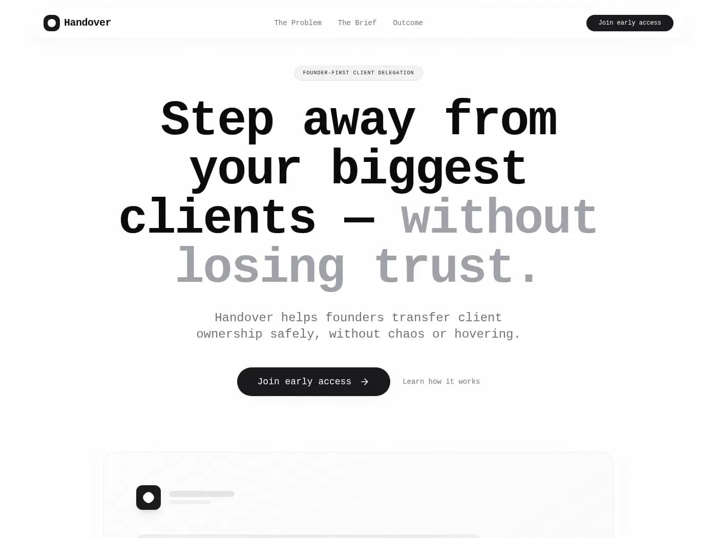 Handover Landing Page