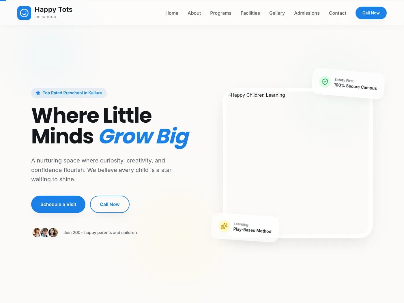 Happy Tots Landing Page